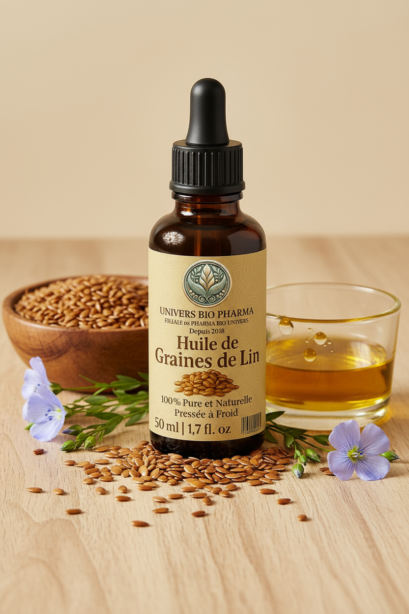 Huile de Lin Pure – Artisanale & Pressée à Froid | Maroc Bio Pharma