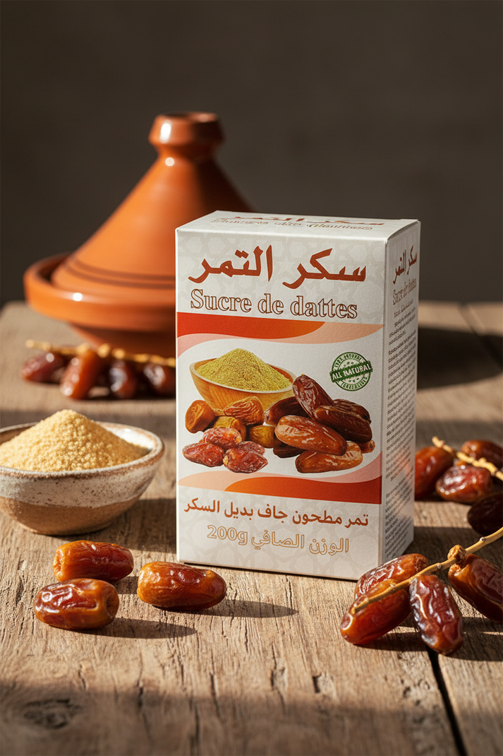 Sucre de Dattes Bio 200g – Alternative Naturelle | Maroc Bio Pharma